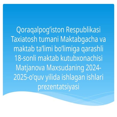 Maxsuda slayd .pptx bu yosh kitobxon tanlovi uchun tuzilgan slayd | PPTX