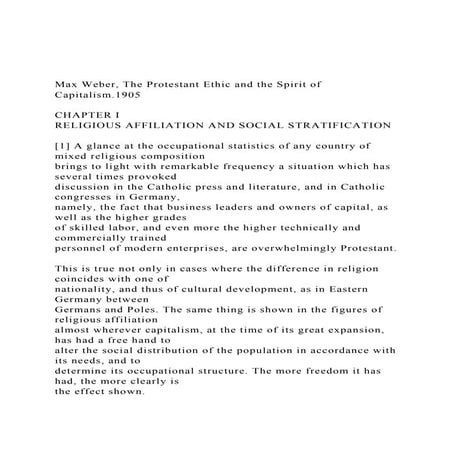 Max Weber, The Protestant Ethic and the Spirit of Capitalism.1.docx