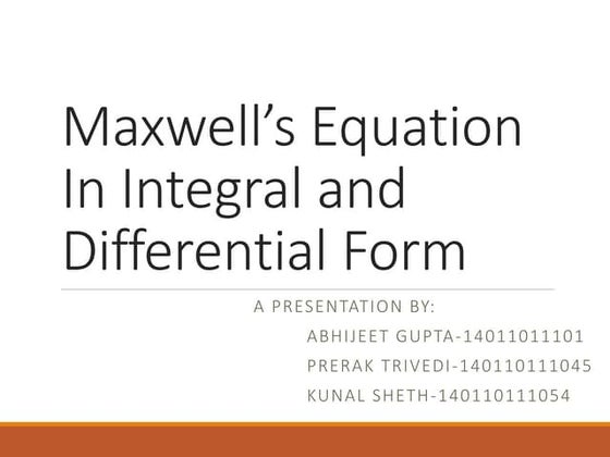 Maxwell's equation and it's correction in Ampere's circuital law | PPT