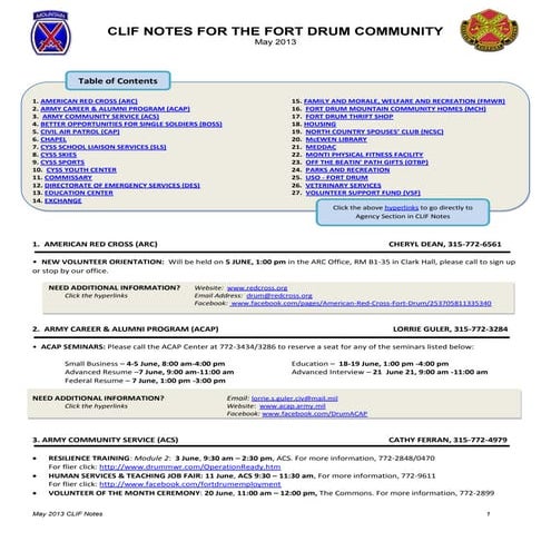 May 2013 clif notes and dtr | PDF