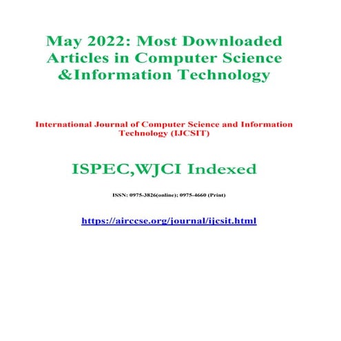 May 2022: Most Downloaded Articles in Computer Science &Information ...