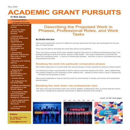 Academic Grant Pursuits Newsletter - May 2028 | PDF