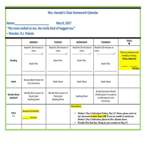 Reading log rubric | PDF