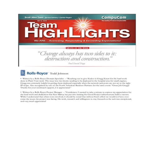 May 22 Team Highlights Compucom | DOCX