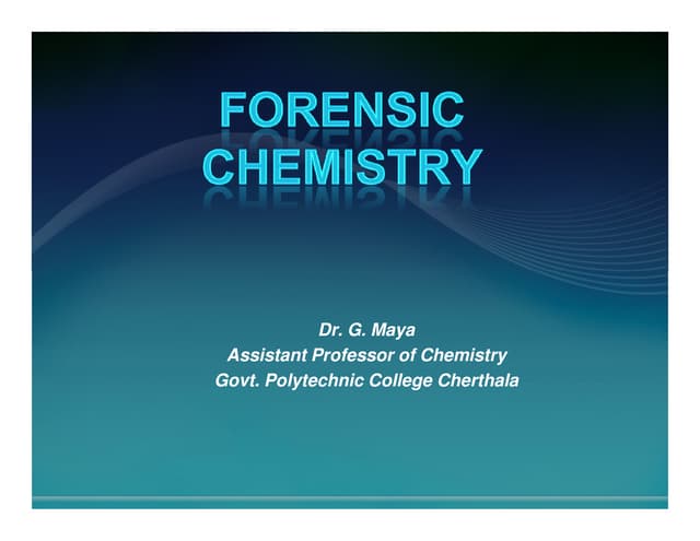 Chapter 1 forensic chemistry | PPTX