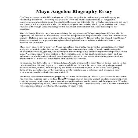 Maya Angelou Biography Essay | PDF | Volleyball | Sports