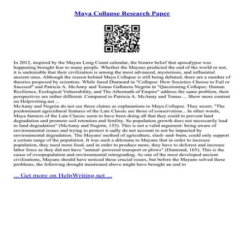 Maya Collapse Research Paper | PDF