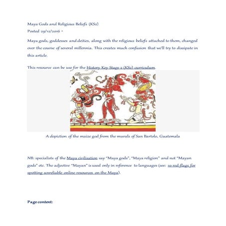 Maya gods and religious beliefs | DOCX | Geography | Science