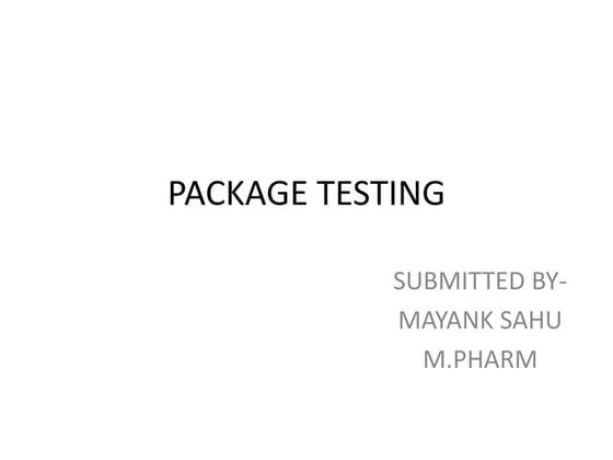 Testing of Packaging materials | PPTX | Skin Care | Beauty