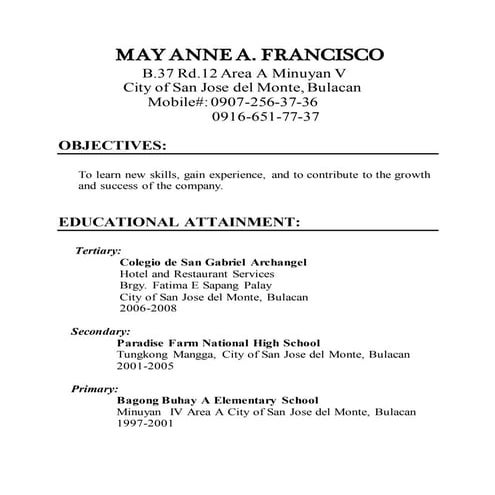 May anne a | DOCX | Business | Business and Finance