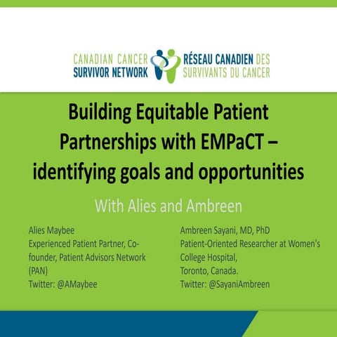 Building Equitable Patient Partnerships with EMPaCT – identifying goals ...