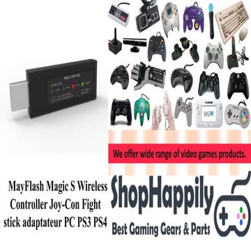 May flash magic s wireless controller joy con fight stick adaptateur pc ...