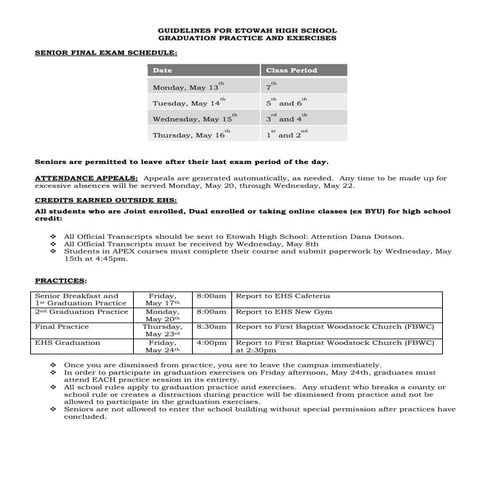 Graduation Guidelines - Class of 2013 | PDF