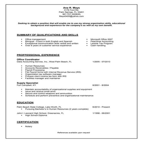 Mays, ana resume | PDF