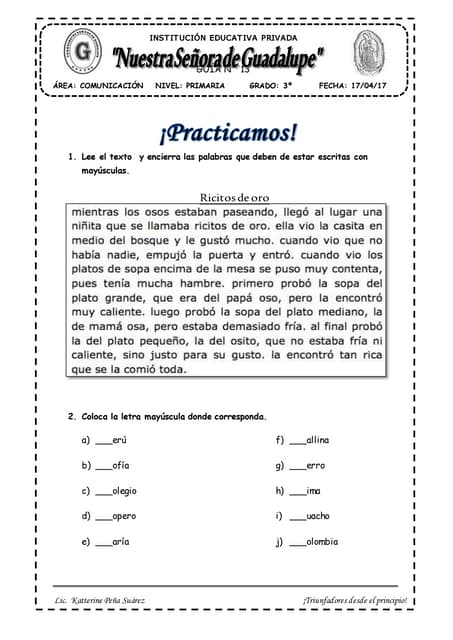 2° b.ejercicios del uso de la mayúscula | PDF