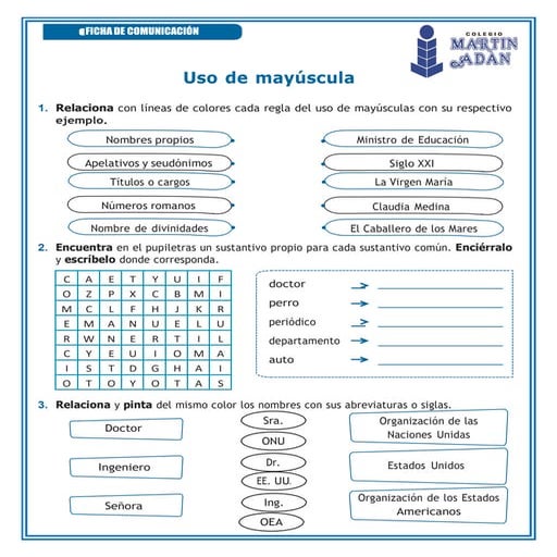 Hojas De Trabajo Para Segundo Grado Sobre Mayúsculas Y Puntuación