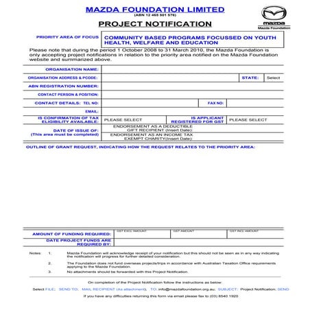 Mazda Foundation Form | PDF