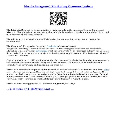 Mazda Integrated Marketing Communications | PDF