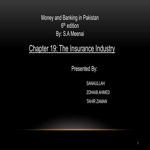 Ch#19 the Insurance Industry Pakistan | PPTX