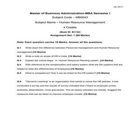 Mb0043 human resource-management-assignment-feb-11 | PDF