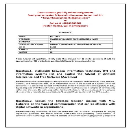 Mba 107 - management information system | DOCX