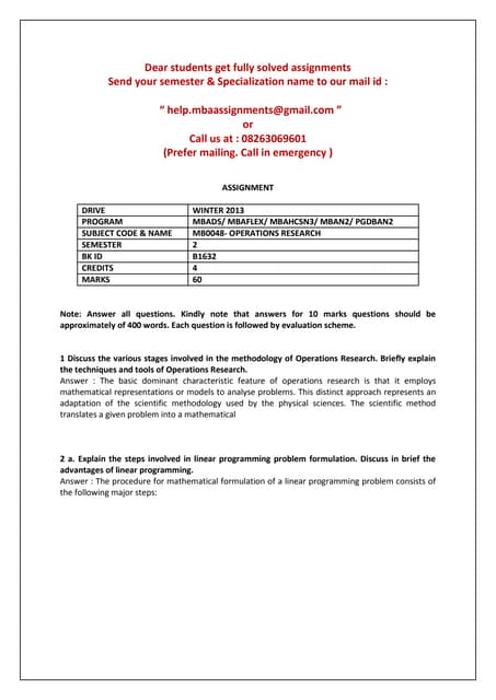 6. assignment problems | PPT