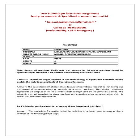 Mb0048 operations research | PDF