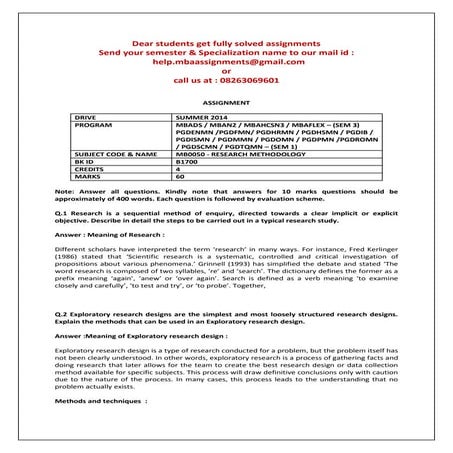 Mb0050 research methodology | DOCX