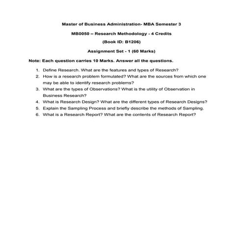 Mba 106-research methodology for management decision | DOC