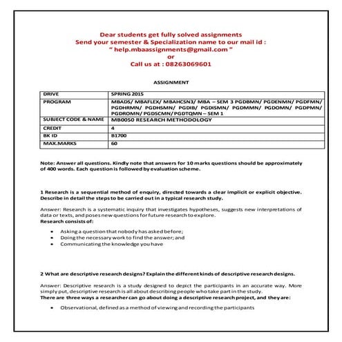 Mb0050 research methodology | DOCX