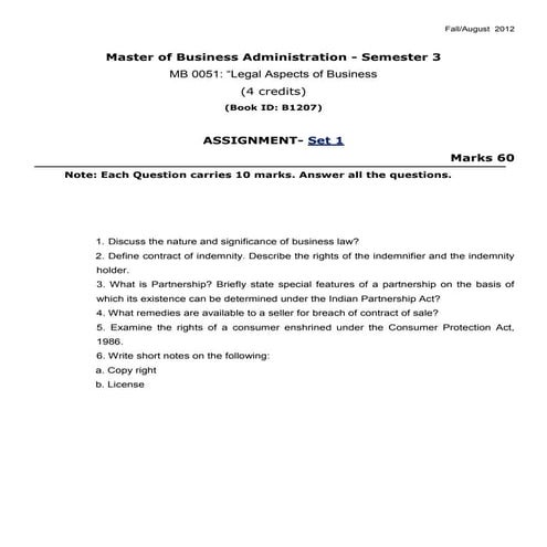 Mb0051 fall drive assignment-2012-1 | PDF | Business | Business and Finance