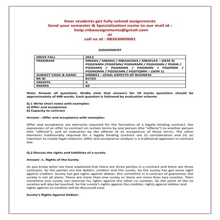 Mb0051 legal aspects of business | DOCX