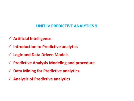 Predictive Analytics - An Overview | PPT