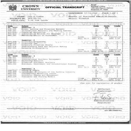 Crown MBA transcript | PDF