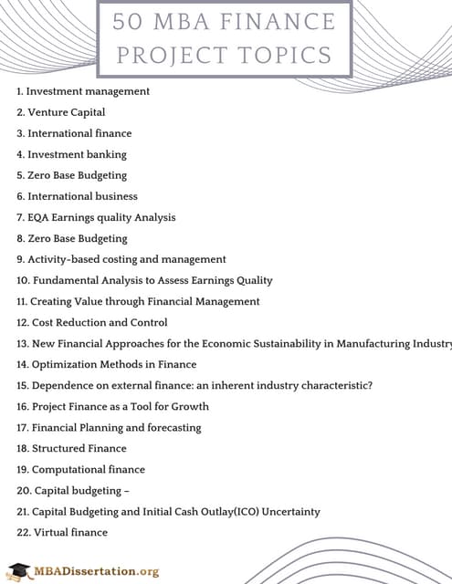 MBA Finance Project Topics | PDF