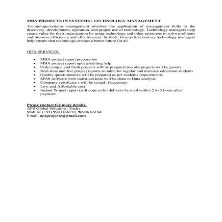 Mba-project-reports-systems-technology-management-titles | DOCX