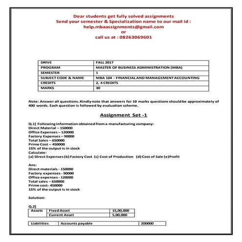 Mba104 financial and management accounting | DOCX | Business Accounting ...