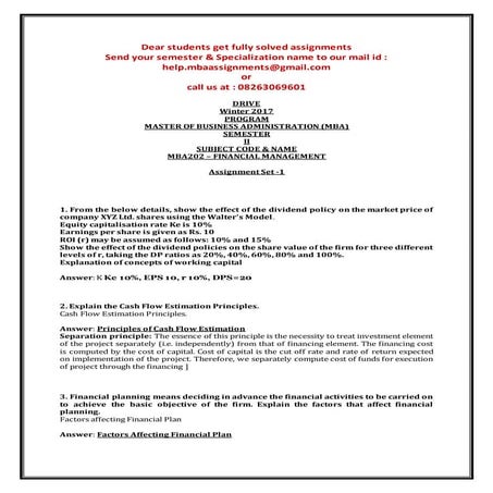 Mba202 winter 2017 | PDF