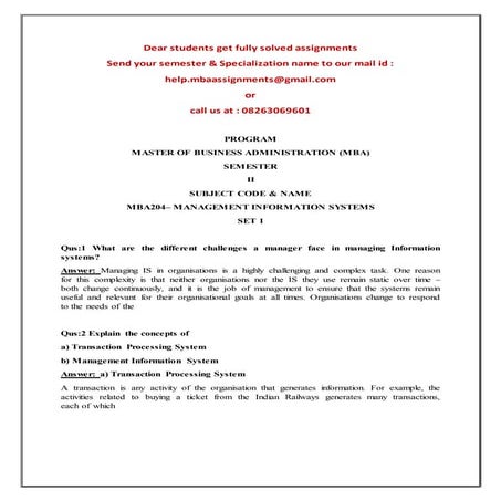 Mba 107 - management information system | DOCX