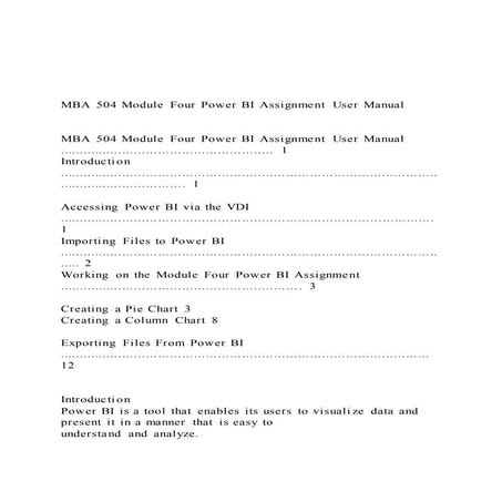 MBA 504 Module Four Power BI Assignment User Manual M | DOCX