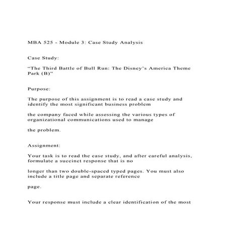 MBA 525 - Module 3 Case Study Analysis Case Study .docx