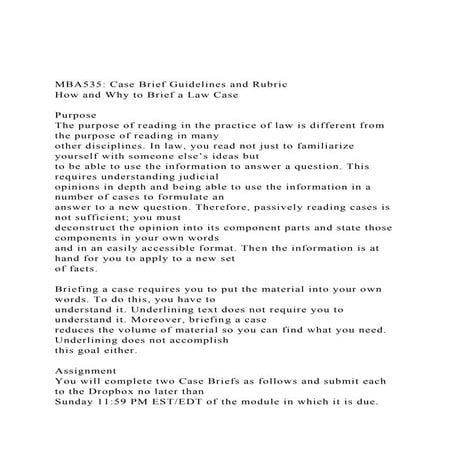 MBA535 Case Brief Guidelines and Rubric How and Why to Brie.docx