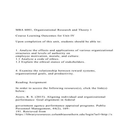 MBA 6001, Organizational Research and Theory 1 Course.docx