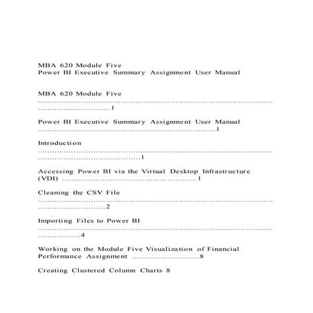 MBA 620 Module Five Power BI Executive Summary Assignment | DOCX