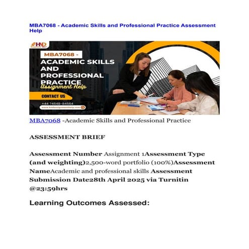 MBA7068 - Academic Skills and Professional Practice Assessment Help.docx