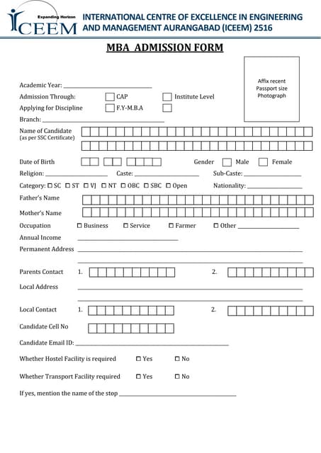 ENGG Admission Form.doc