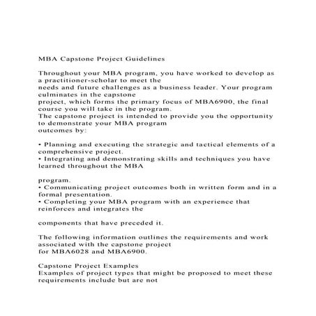 MBA Capstone Project Guidelines Throughout your MBA progr.docx