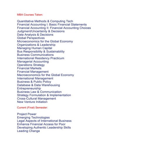 Mba Courses | DOCX