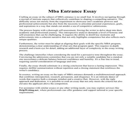 Mba Entrance Essay | PDF