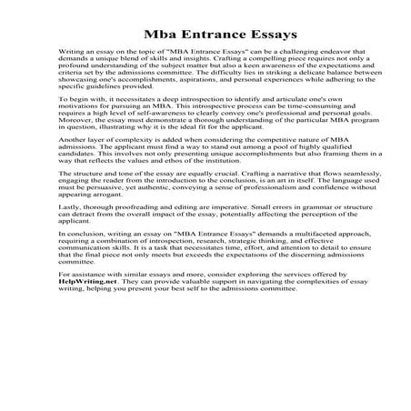 Mba Entrance Essays | PDF | Free Download